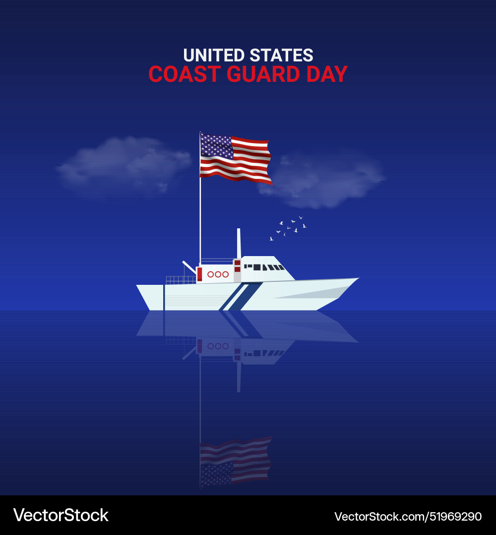 Us coast guard day creative ads Royalty Free Vector Image