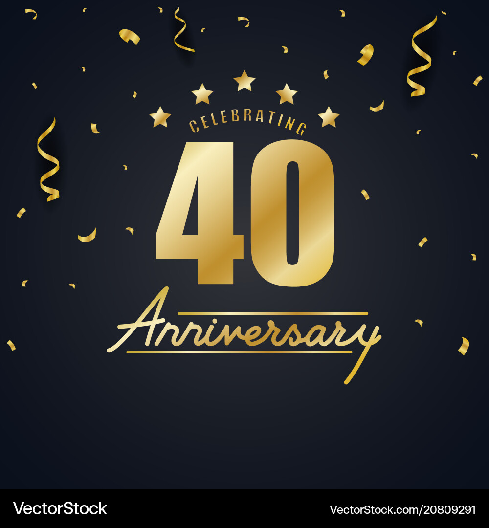 Anniversary celebration design with gold confetti Vector Image
