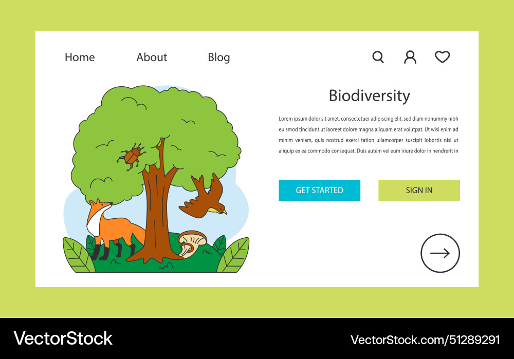 Biodiversity web banner or landing page fox bird – Royalty-Free Vector ...