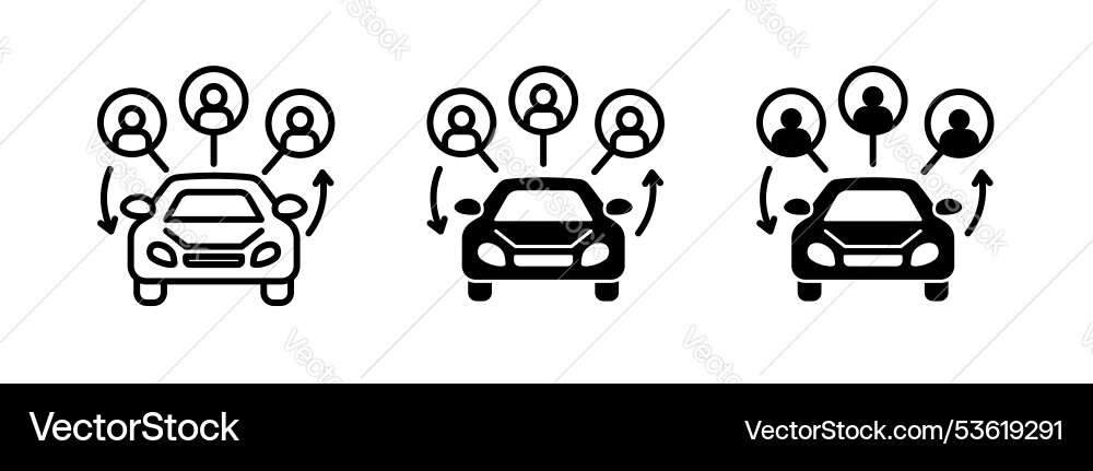 Carpool share icon set carsharing service symbol Vector Image
