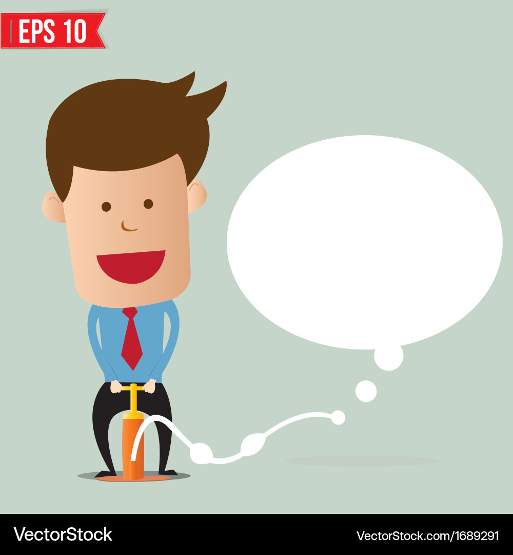 Cartoon business man pumping question bubble Vector Image