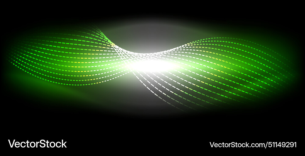 Electric blue light radiating from a green wave Vector Image
