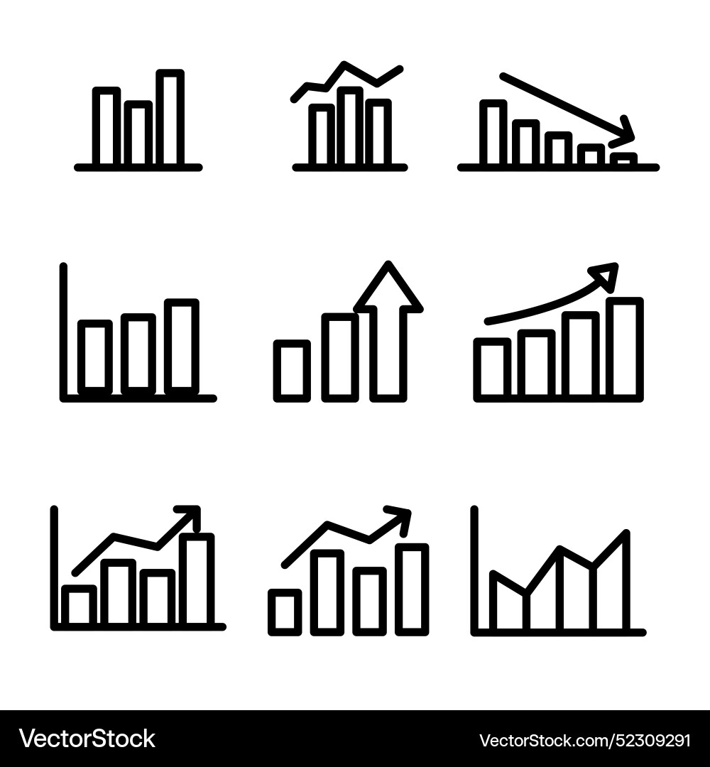 Graph chart icon linear logo mark in black Vector Image