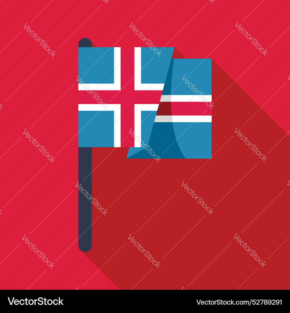 Icelandic flag waving in the wind on red Vector Image