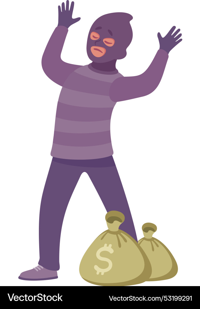 Man criminal caught stand with raised hands commit