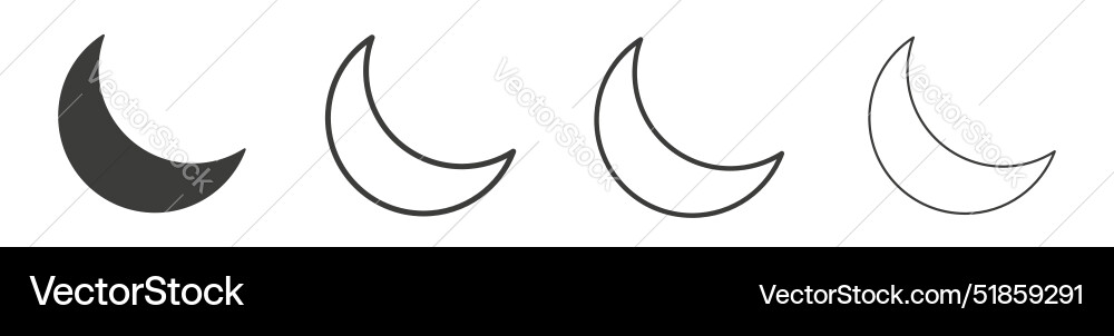 Moon icon set ramadan half sign in black Vector Image