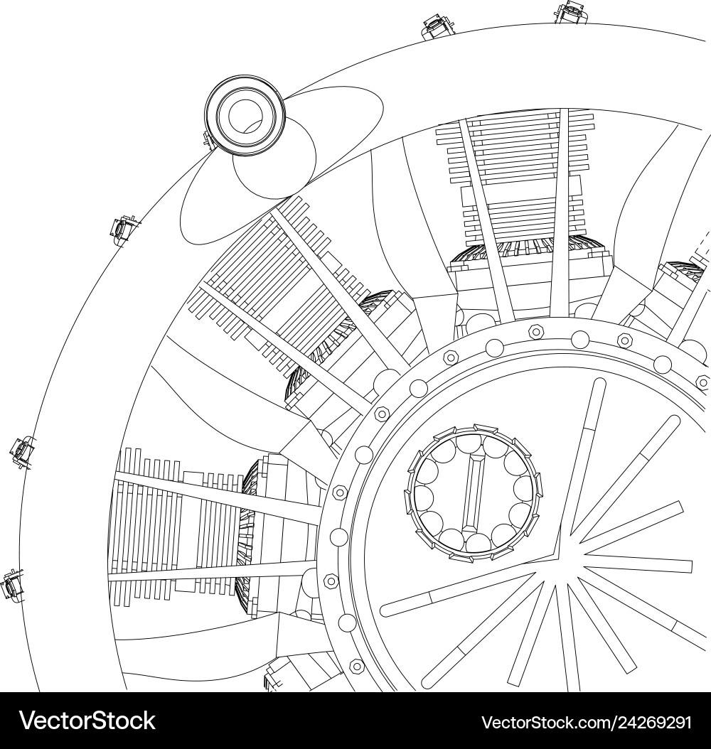 Radial engine on a white Royalty Free Vector Image