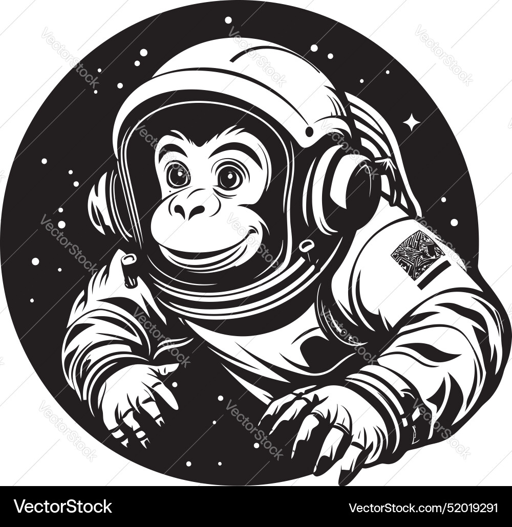 Spacefaring simian trek graphic design galactic Vector Image