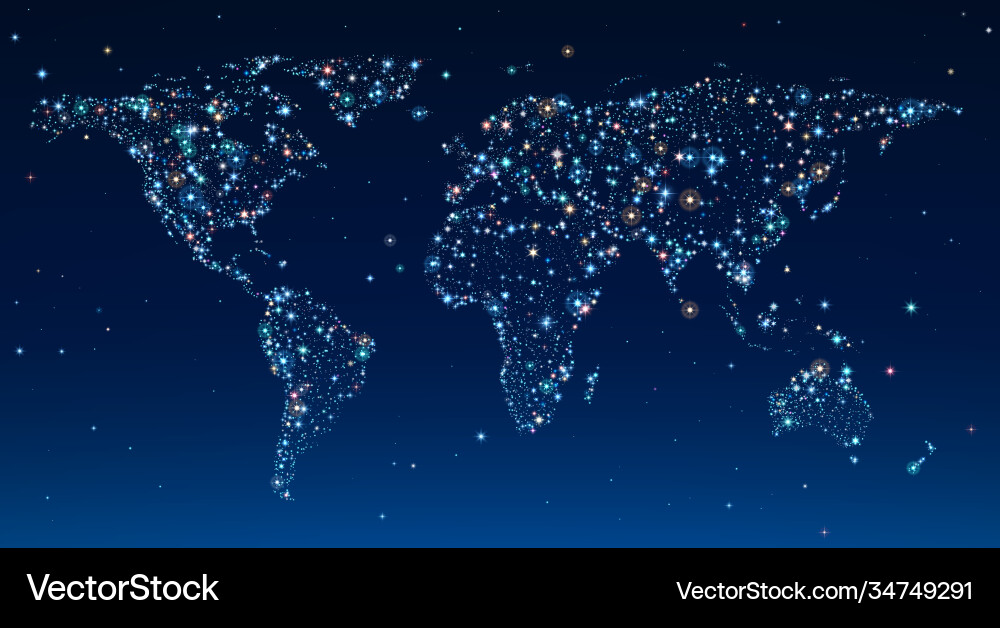 World map in clear sky Royalty Free Vector Image