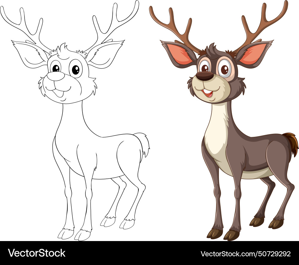 Colorful and outlined reindeer side Royalty Free Vector