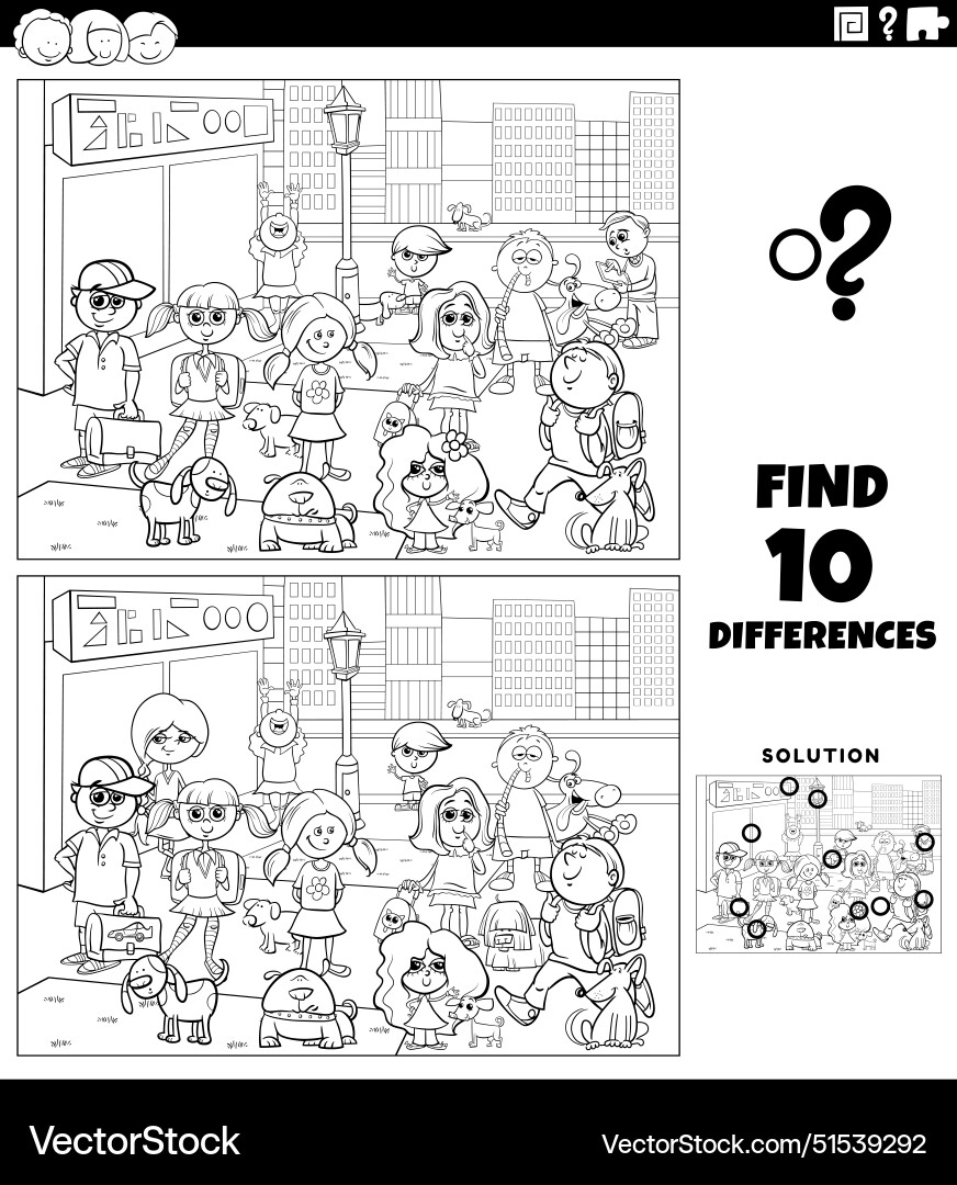Differences activity with cartoon children Vector Image