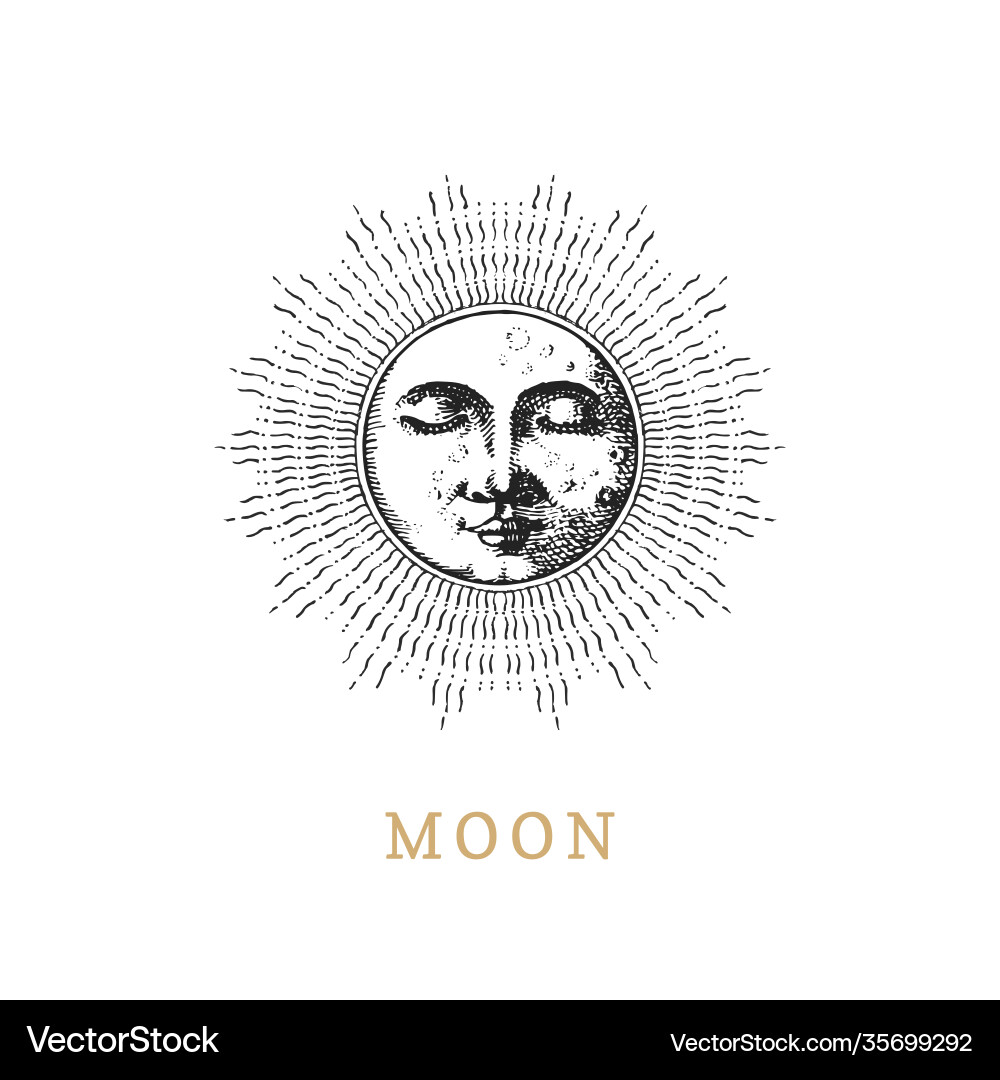 Engraved Moon Symbol Royalty Free Vector Image