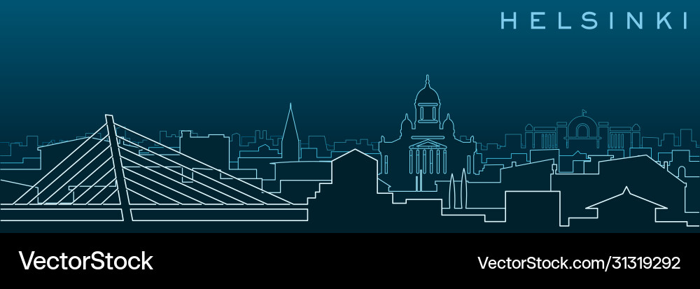 Helsinki multiple lines skyline and landmarks Vector Image