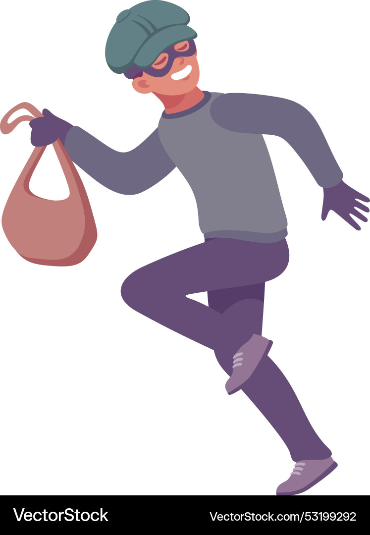 Man criminal escape with handbag commit crime Vector Image