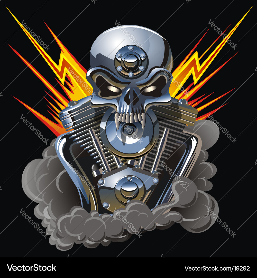 Metal Skull Engine Illustration Royalty Free Vector Image