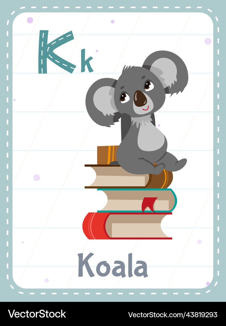 Alphabet printable flashcard with letter k Vector Image