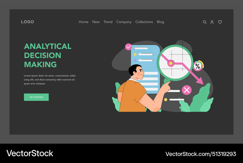 Analytical decision making concept flat Royalty Free Vector