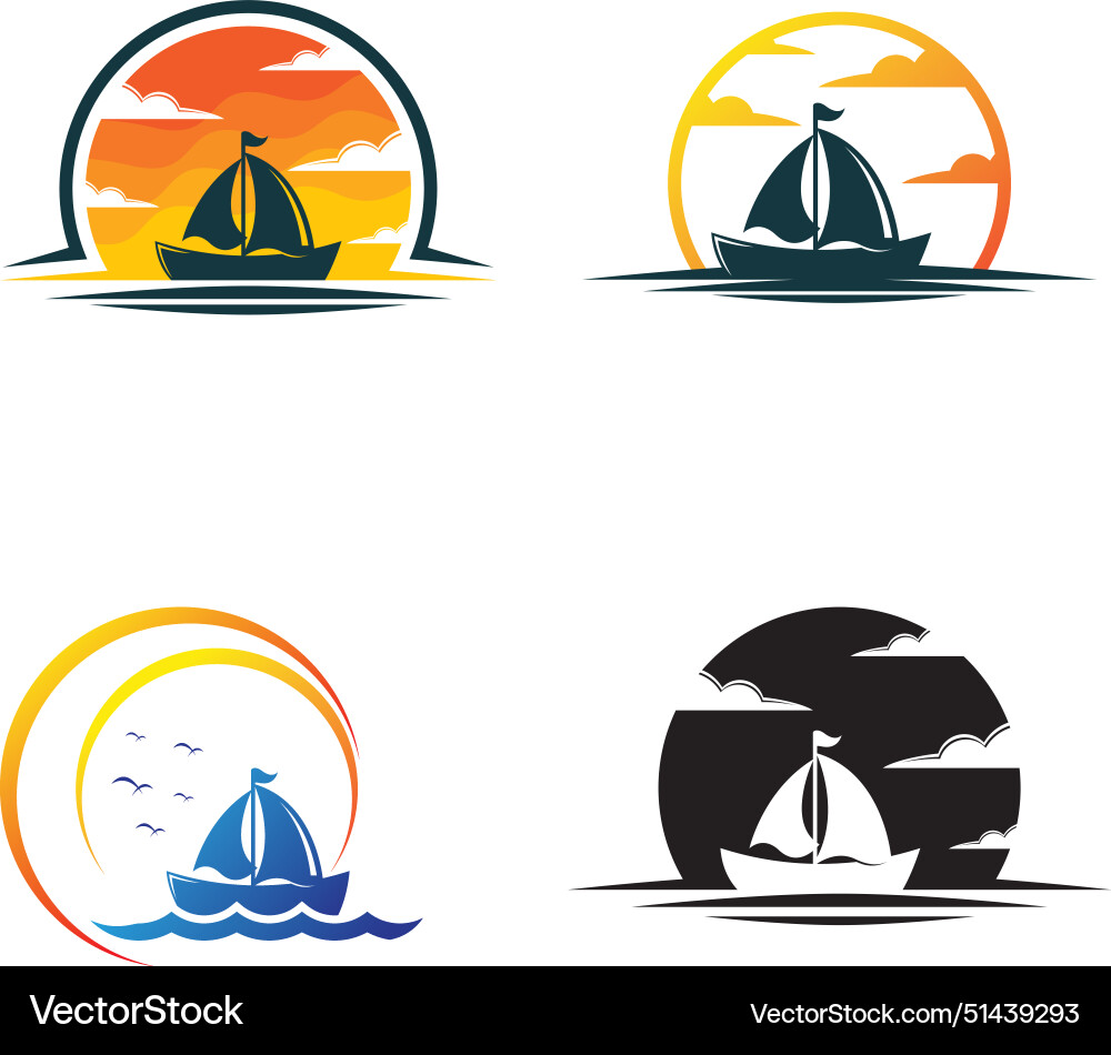 Boat logo template icon set Royalty Free Vector Image
