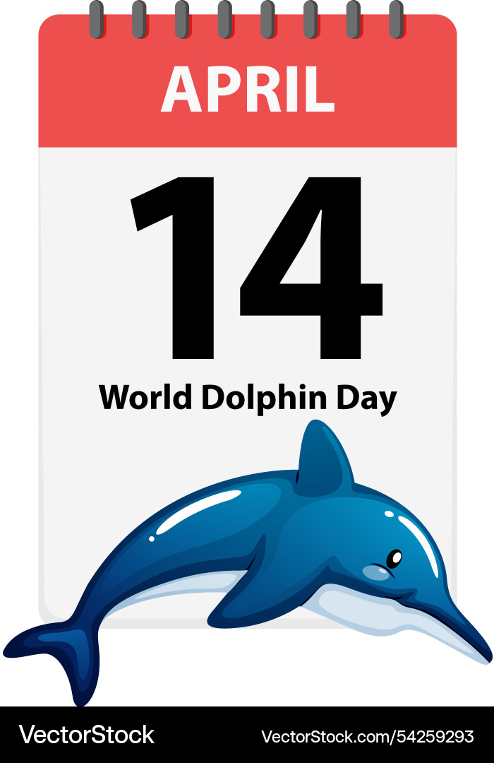Calendar page with a playful dolphin graphic Vector Image