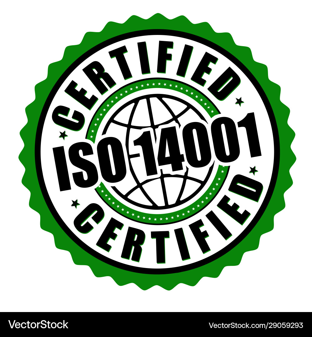 Certified iso 14001 Etikett oder Aufkleber Vektorbild