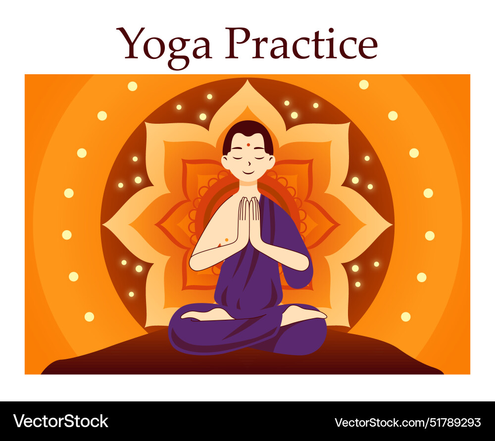Guru yoga practitioner meditating asian man Vector Image