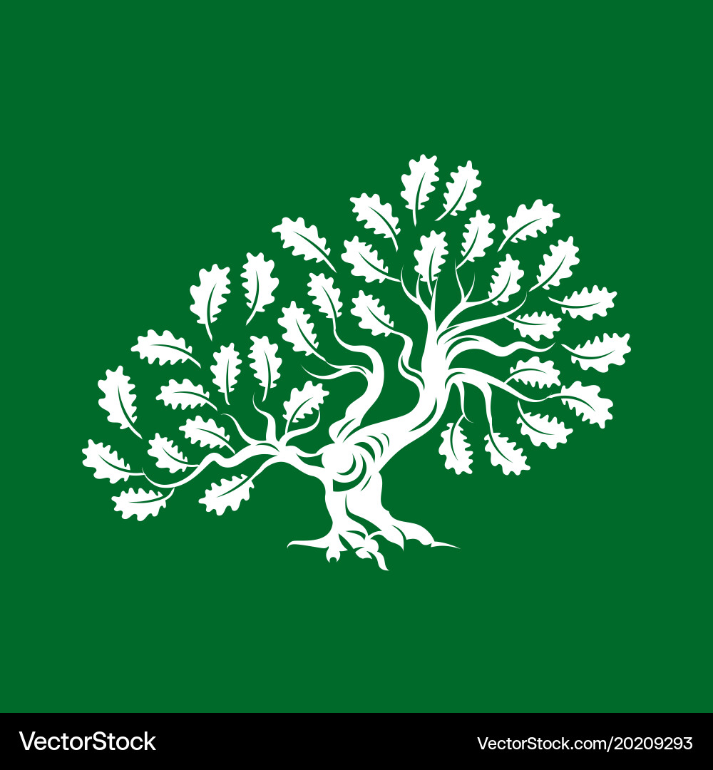 Huge and sacred oak tree silhouette logo Vector Image