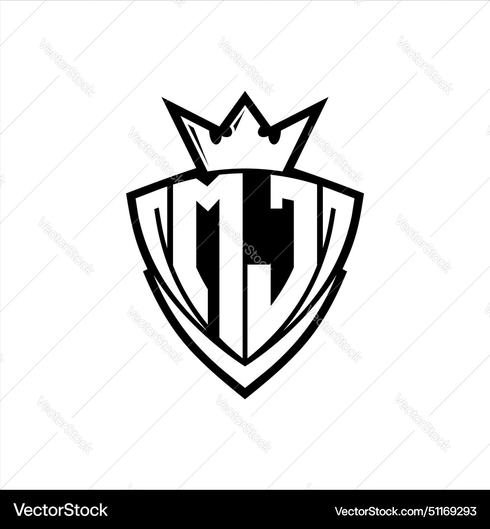 Mj letter logo with sharp triangle shield shape Vector Image