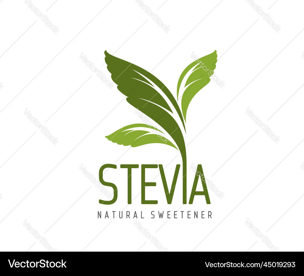 Stevia leaf icon natural sweetener Royalty Free Vector Image