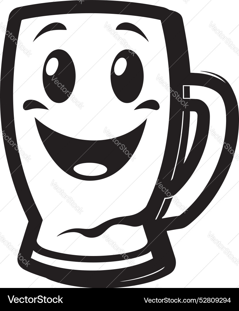 Brewing happiness smile glass beer mug icon Vector Image