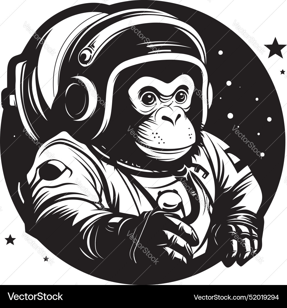Celestial chimpanaut expedition astronaut logo Vector Image