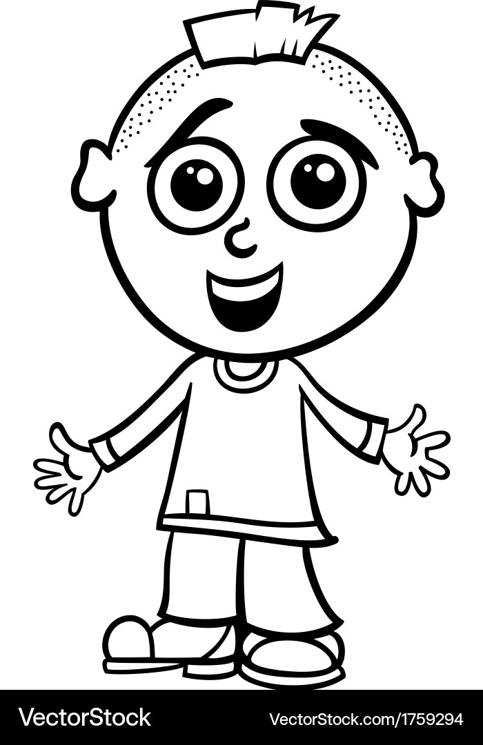 Cute boy cartoon coloring page Royalty Free Vector Image