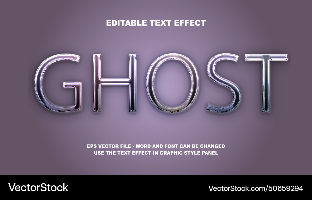 Editable text effect ghost 3d template Royalty Free Vector