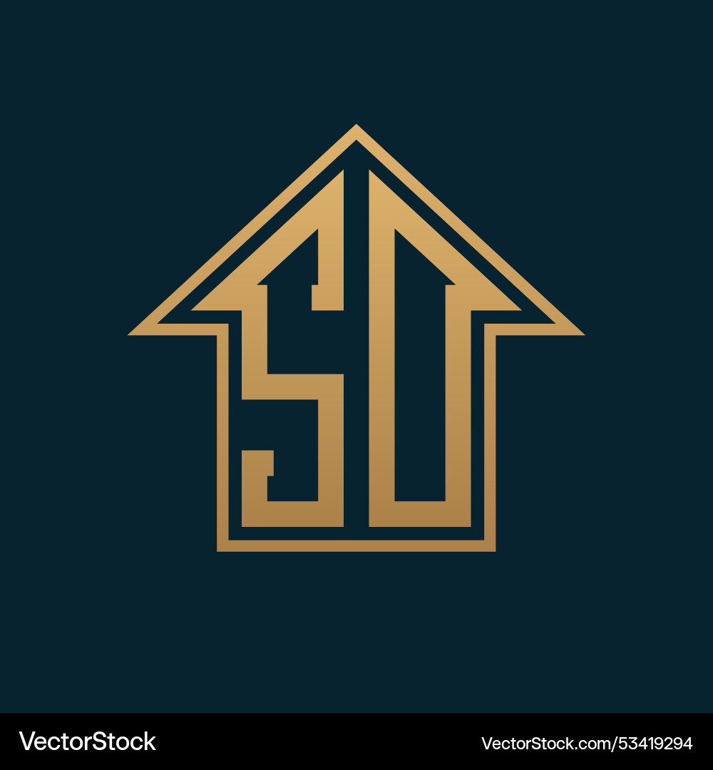 Luxury so house logo - elegant gold letter Vector Image