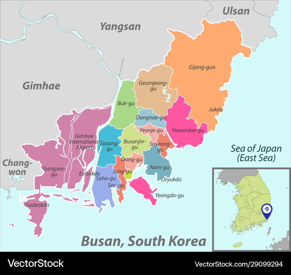 Map busan south korea Royalty Free Vector Image