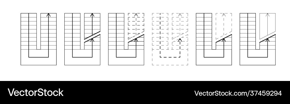 Two-flight staircase top view views Royalty Free Vector