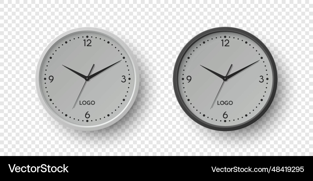 3d round wall office clock with white Royalty Free Vector