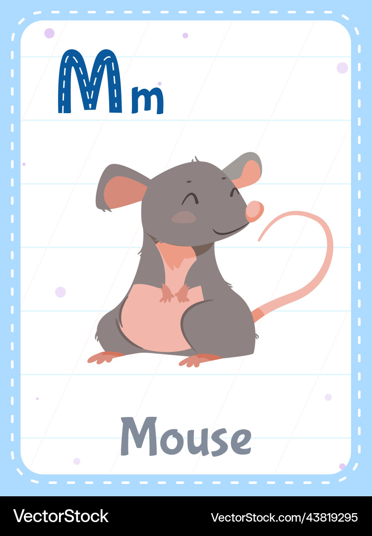 Alphabet printable flashcard with letter m Vector Image