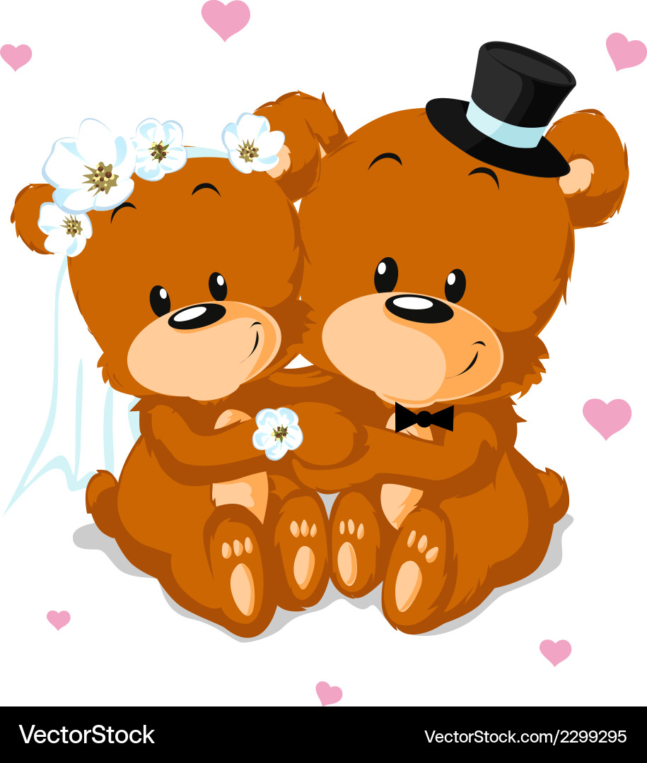Bear wedding Royalty Free Vector Image - VectorStock