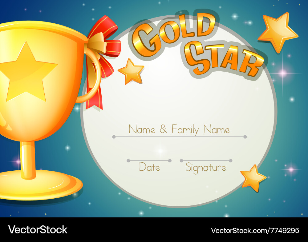 Certificate template with trophy and stars Vector Image