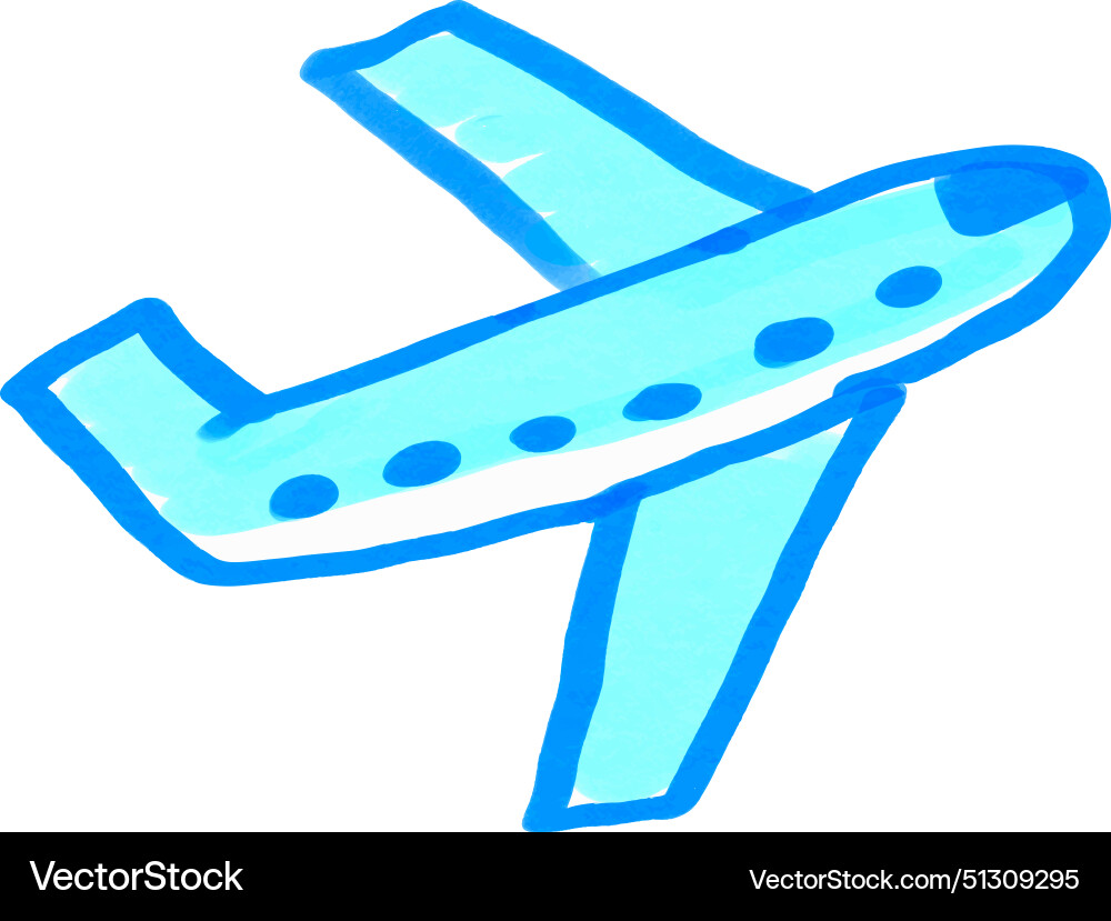 Child drawing of plane Royalty Free Vector Image