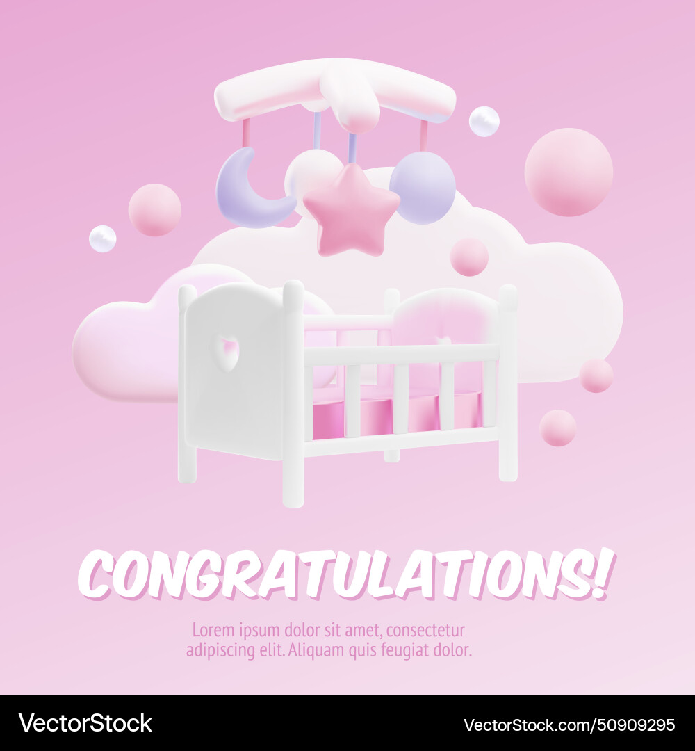 Congratulations baby shower 3d poster cute Vector Image