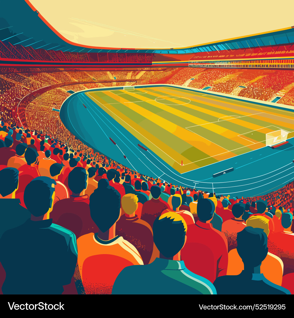Crowd spectators vibrant soccer stadium enjoying Vector Image