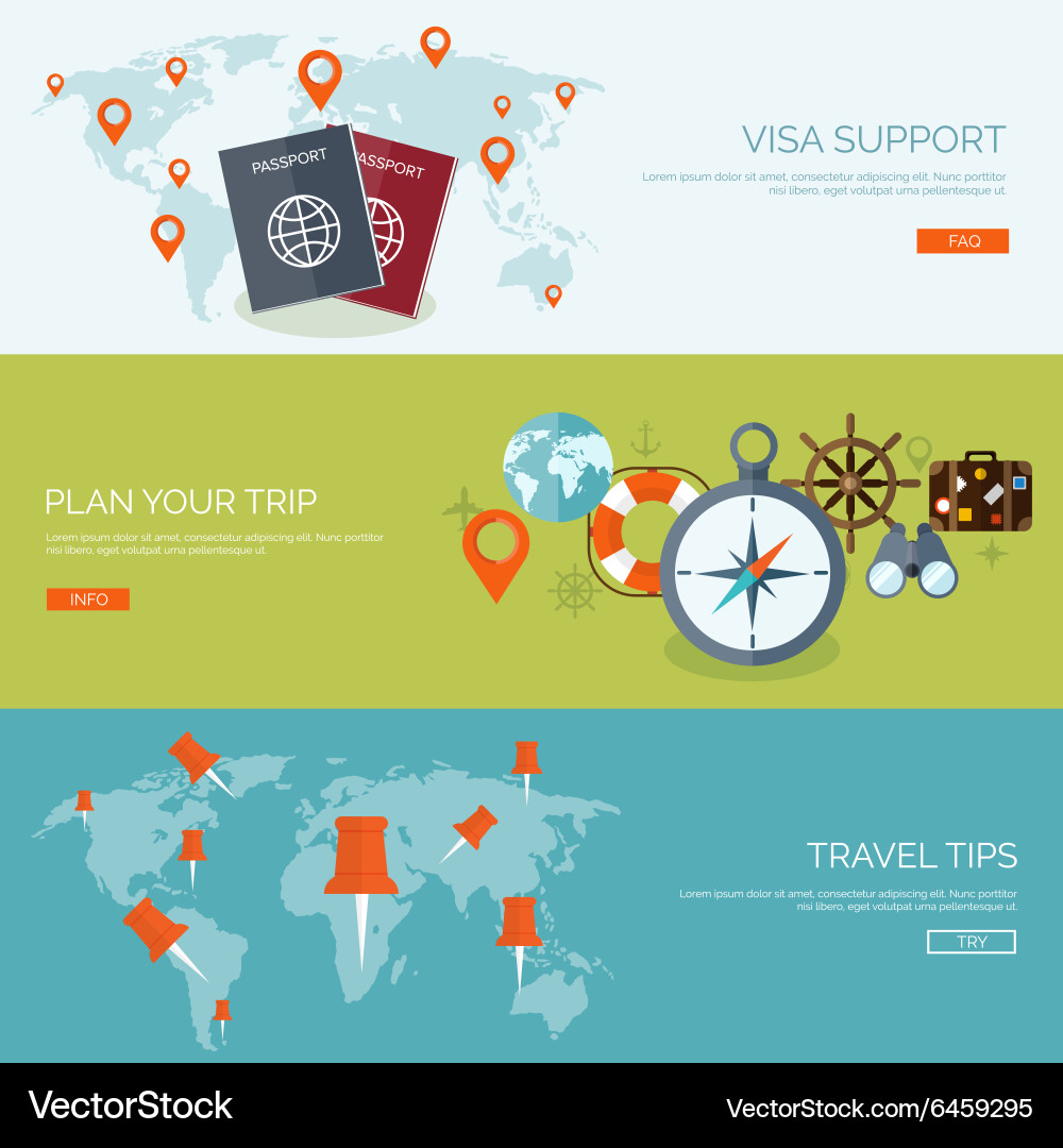 Flat travel background summer holidays vacation Vector Image