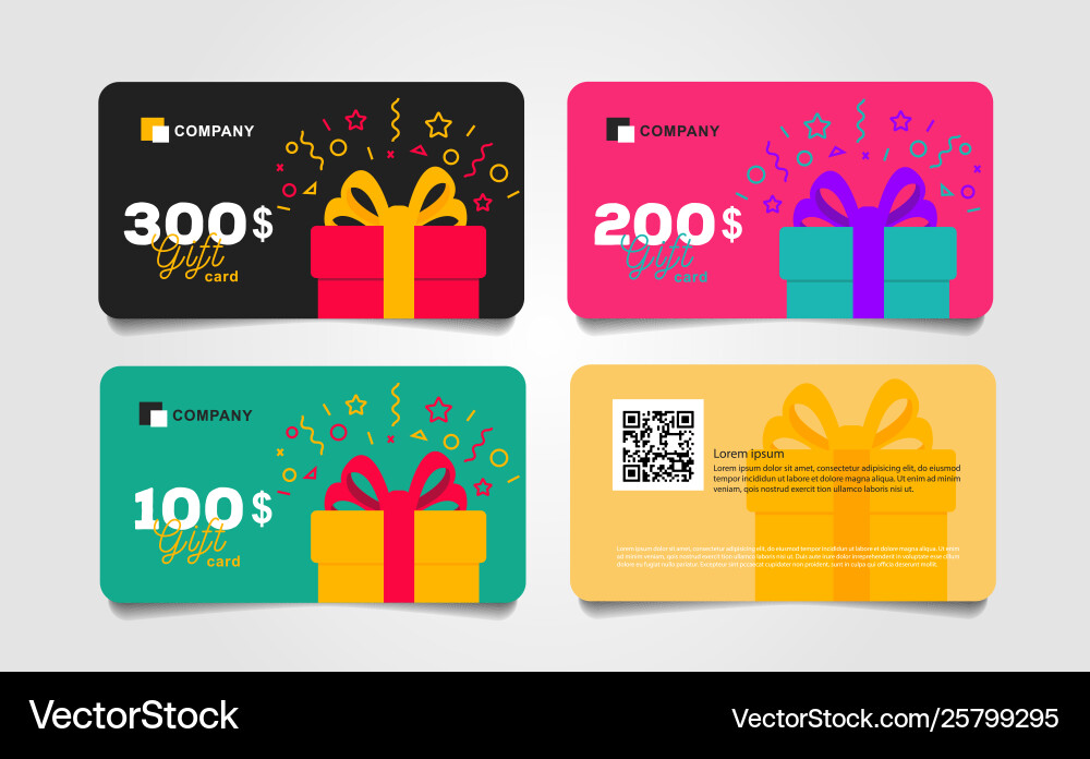 Gift Card Set with Gift Boxes Royalty Free Vector Image