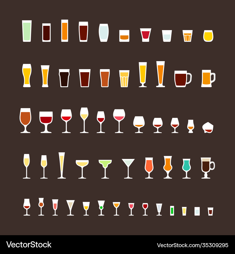 Glassware Icons - Drinks Collection Royalty Free Vector