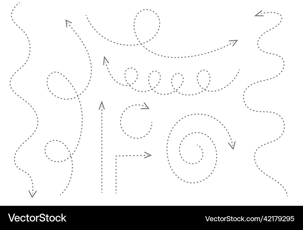 Hand drawn arrow directions with dashed lines Vector Image