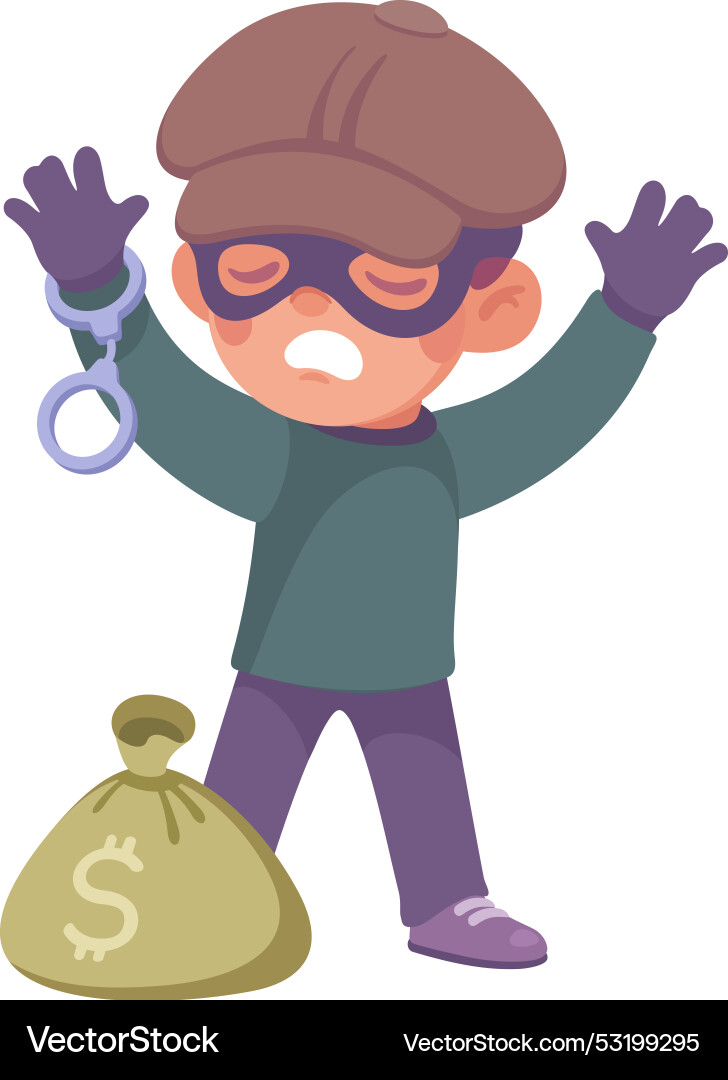 Man criminal caught stand with raised hands commit