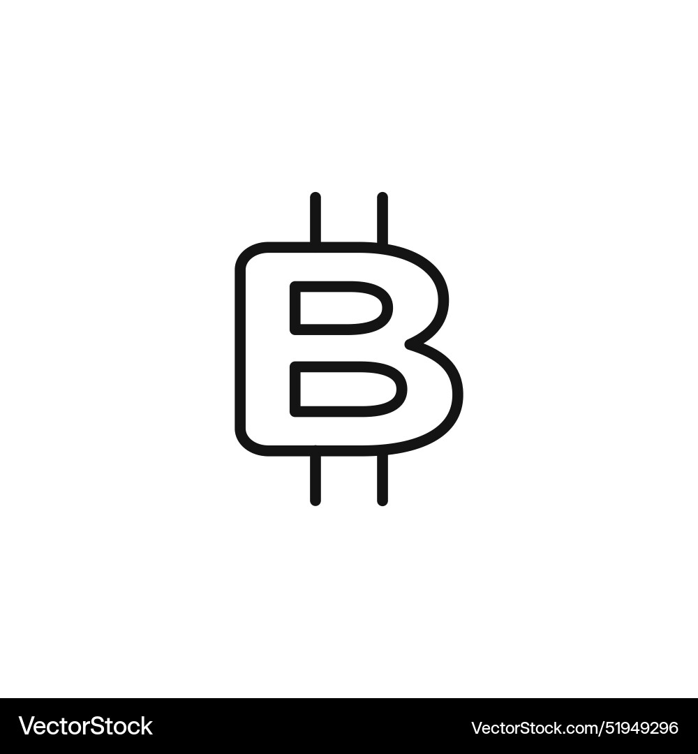 Bitcoin logo sign outline Royalty Free Vector Image