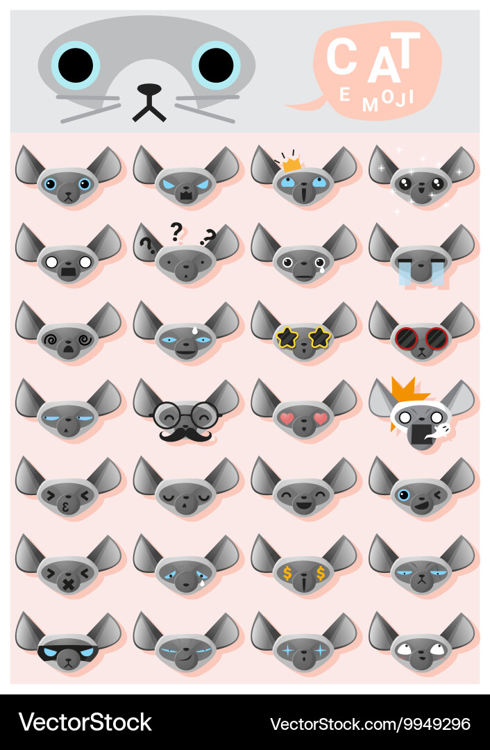 Cat emoji icons 3 Royalty Free Vector Image - VectorStock