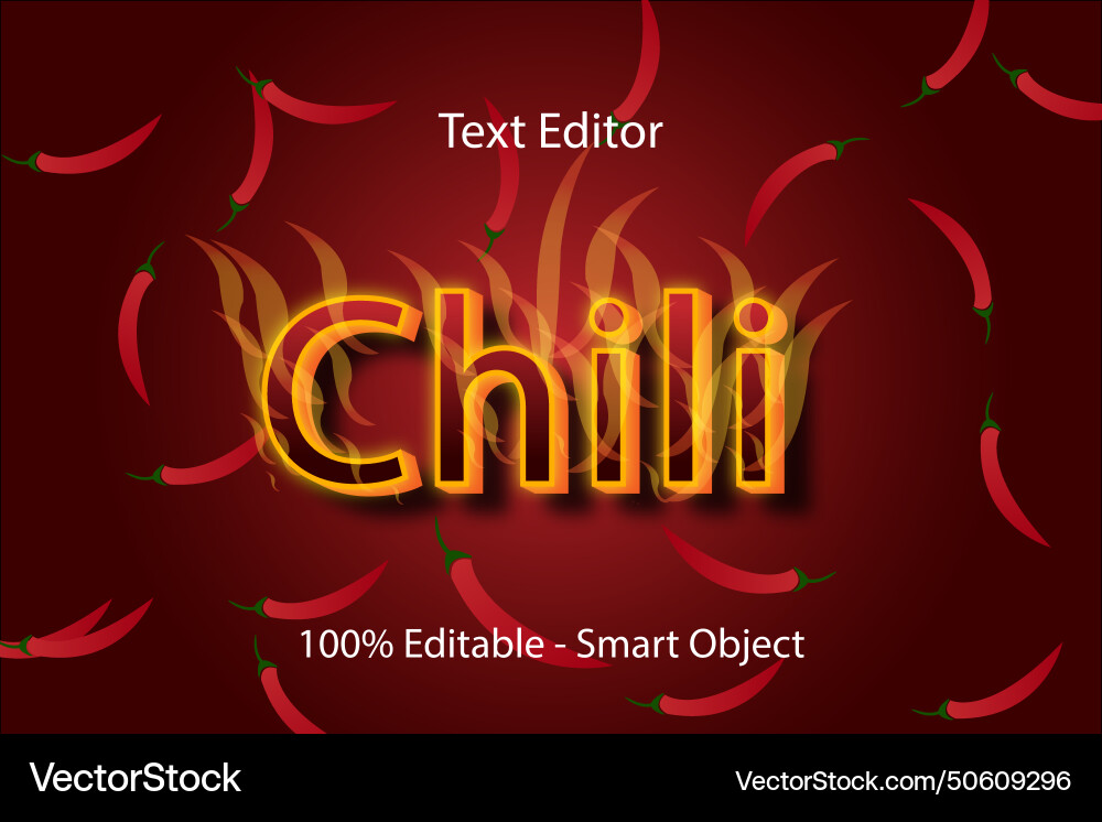 Chilli editable text effect 3 dimension emboss Vector Image